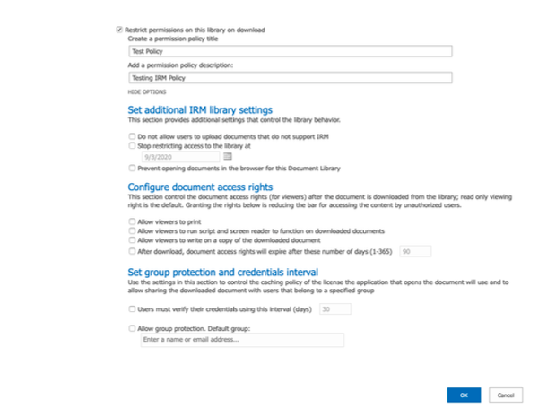 Information Rights Management for SharePoint Online